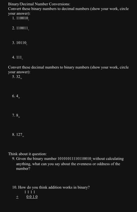 Solved Binarydecimal Number Conversions Convert These