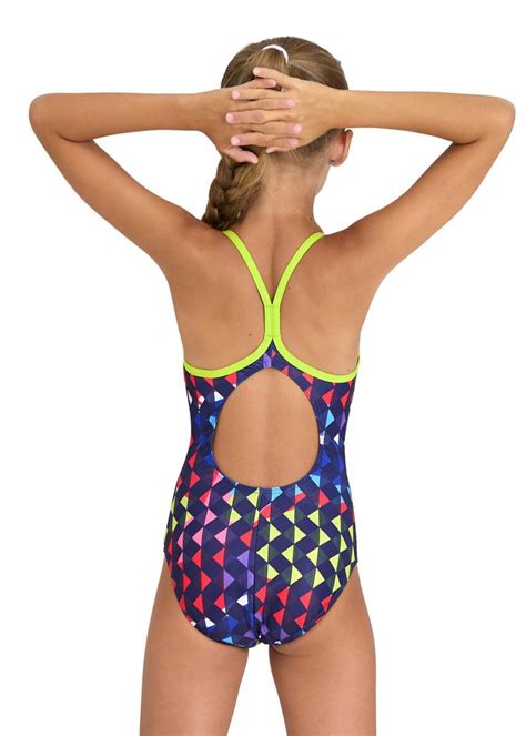 Arena Girls Kikko Swim Tech Back Swimsuit Blackmulti