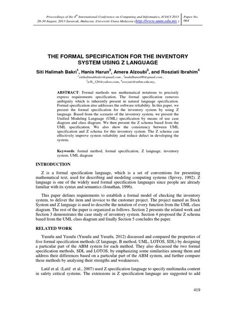 The Formal Specification For The Inventory System Using Z Language Pdf Programming Language