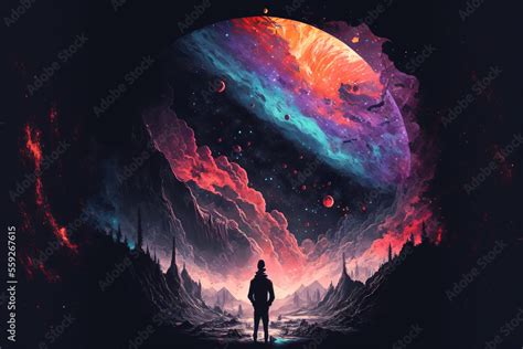 Universe Aesthetic Wallpaper Or Background Design Generative Ai Stock