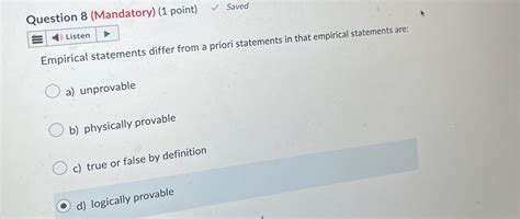 Solved Question Mandatory Point Savedempirical Chegg