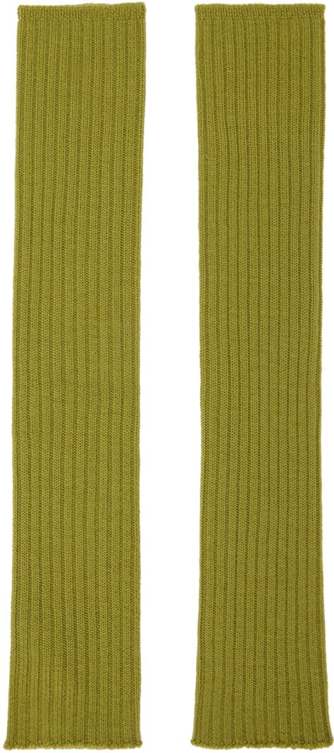 Rick Owens Yellow Ribbed Arm Warmers Rick Owens