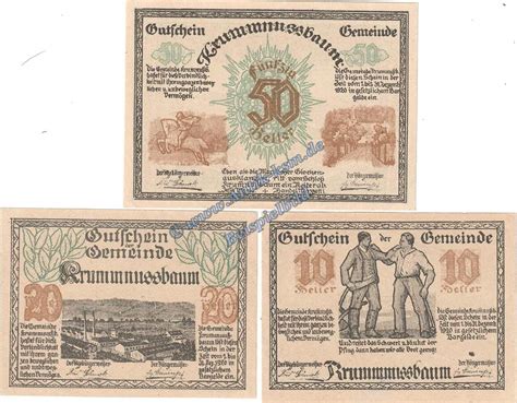 Notgeld AT 3 Scheine Kpl Krummnussbaum Notgeld Set Mit 3 Scheinen In