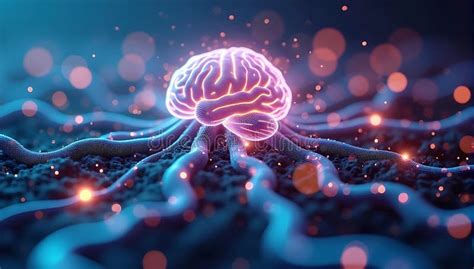 A Futuristic Depiction of Glowing Neural Pathways Resembling a Digital Brain Network ...