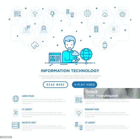 정보 기술 개념 클라우드 서비스를 사용 하 여 사람 얇은 선 아이콘 소셜 네트워크 검색 피드백 영상 통화 클라우드 데이터 다운로드 벡터 일러스트 레이 션 웹 페이지 서식