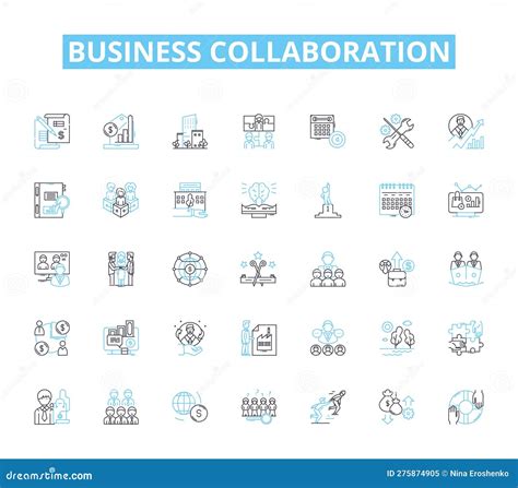 Business Collaboration Linear Icons Set Partnership Alliance Nerking Synergy Cooperation