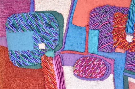 Unique Mixed Media Fabric Assemblage In A 73x50 Wooden Frame