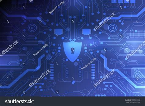 Cyber Security Iot Concept Shield Keyhole Stock Illustration Shutterstock