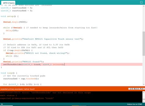 MPR121 Sensitivity Adjustment Programming Arduino Forum