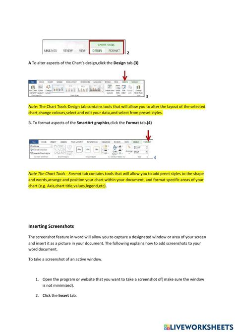lesson 3 inserting charts and screenshots worksheet live worksheets
