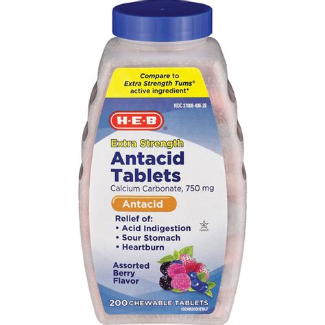 H E B Antacid Extra Strength 750 Mg Assorted Berry Chewable Tablets