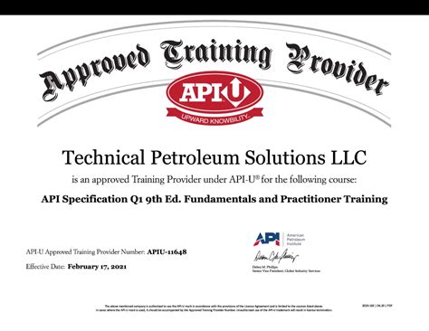 API Spec Q Q Training Technical Petroleum Solutions