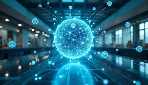 Futuristic Digital Representation Featuring A Glowing Blue Sphere