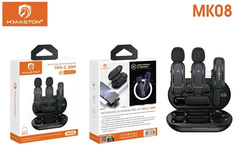 Microfone Lapela Kit 2 Sem Fio P Tipo C Profissional Hmaston MK08