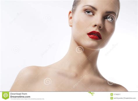 Bella Ragazza Con Gli Orli Rossi Immagine Stock Immagine Di Fascino