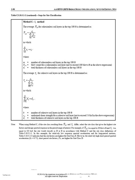 Aashto Part Site Classification Pdf Force Normal Mode
