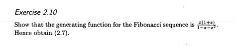 solved exercise 2 10 show that the generating function for