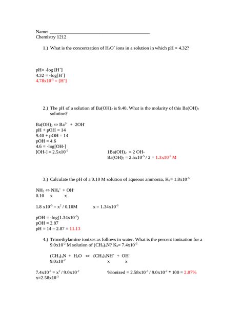 Exam Iii Solved For Principles Of Chemistry Ii Chem 1212 Exámenes