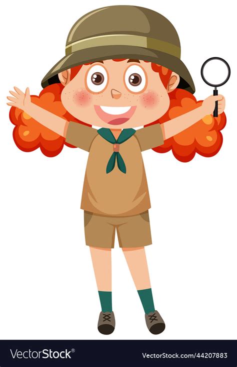 Cute Girl Scout Cartoon Character Holding Vector Image