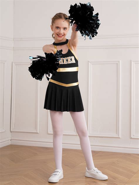 Zdhoor Girls Cheerleading Uniform Outfit Halloween Birthday Party Fancy
