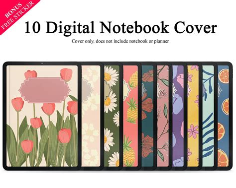 10 Digital Notebook Covers Planner Cover Aesthetic Cover Design