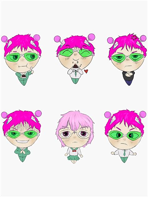 Saiki K Chibi Expressions Sticker For Sale By Streamytarot Redbubble