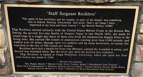 Staff Sergeant Reckless War Memorial Plaque National War Memorial