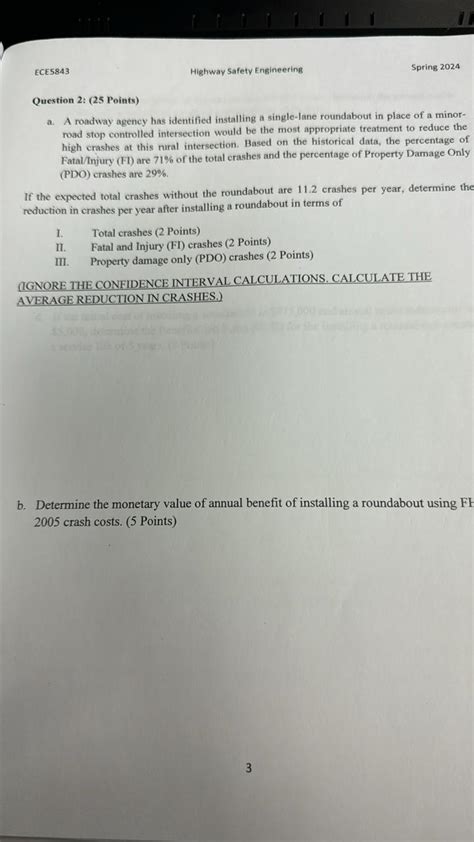 Solved Question 2 25 Points A A Roadway Agency Has Chegg