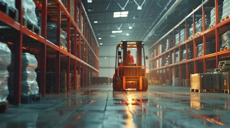 Forklift Doing Storage In Warehouse By Artificial Intelligence