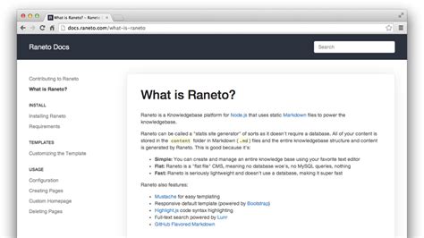 Raneto Markdown Powered Knowledge Base Wiki For Node Js