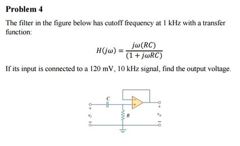 Solved The Filter In The Figure Below Has Cutoff Frequency