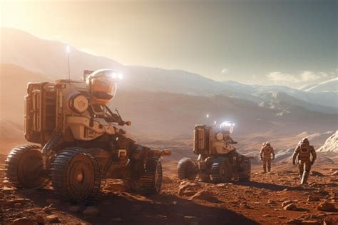 premium photo astronauts deploying a network of autonomous rover 00036 01