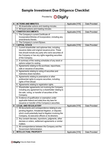 Sample Investment Due Diligence Checklist 2 Pdf Trade Secret