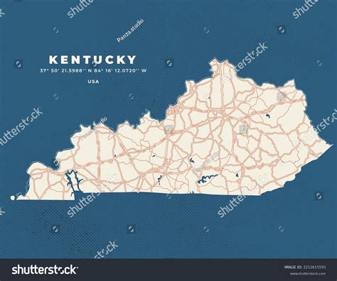 Kentucky Map Vector Poster Flyer Stock Vector Royalty Free 2212615555