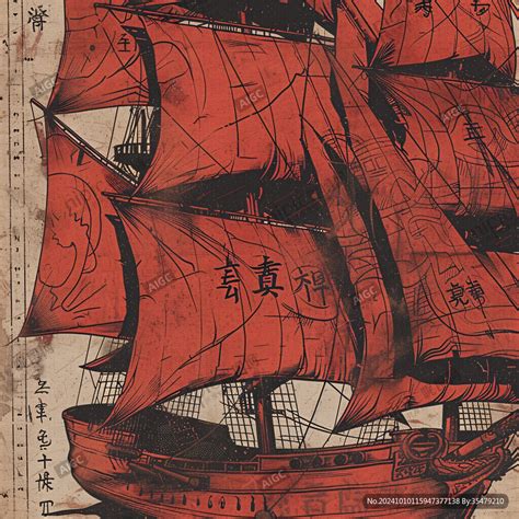 Ai创作图帆船国潮 古代帆船剖面图 仿古木船装饰画 一帆风顺背景图案 古代货船切面图 古代帆船线描 古代木船剖面图 一帆风顺图案 明清广船帆船 手绘帆船图案 线描古代船只 手绘桅子 古代货船