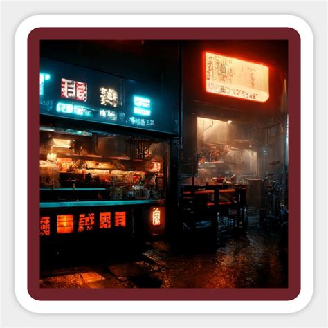 Ramen Food Stalls Cyberpunk Cityscape Ramen Sticker Teepublic