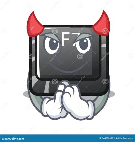 Devil F7 Button Installed In Computer Cartoon Stock Vector