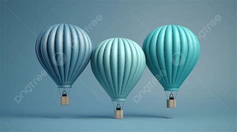 파란색 배경에 대해 3d로 렌더링된 3개의 열기구 비행선 열기구 모험 배경 일러스트 및 사진 무료 다운로드 Pngtree