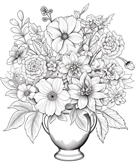 Цветы в вазе Flowers In A Vase Раскраски для детей 10 разукрашек