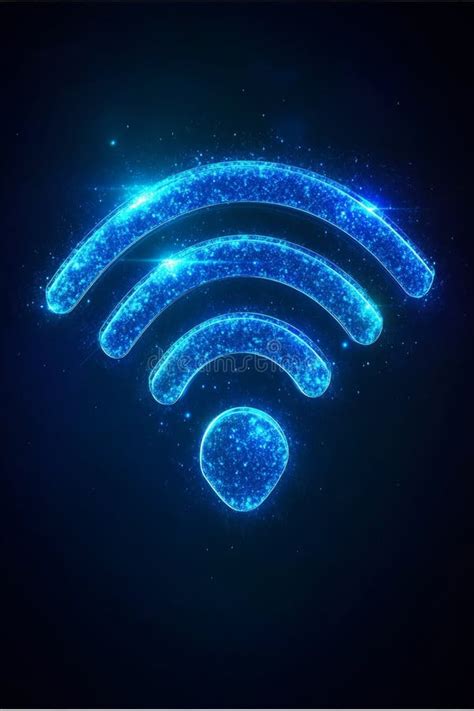 Glowing Wifi Symbol On Blue Digital Background Wireless Technology And Connectivity Concept