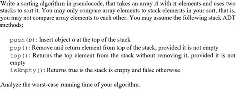 solved write a sorting algorithm in pseudocode that takes