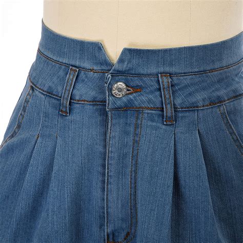 Jasambac Womens High Waisted Denim Shorts Rolled Hem Wide Leg Casual