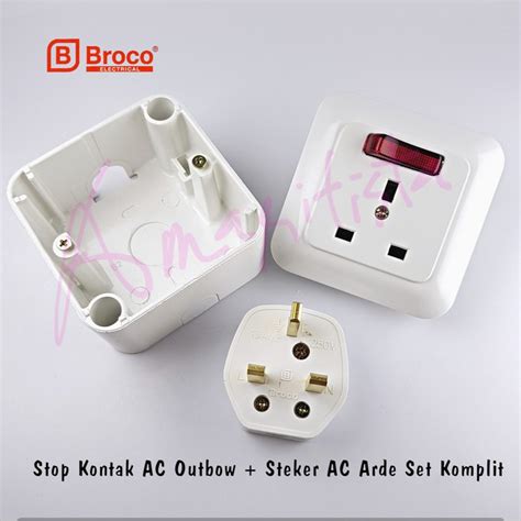 Jual Stop Kontak AC BROCO Gracio Outbow Putih Steker AC Arde 13A 250V