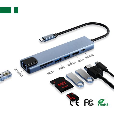 Usb 31 Type C To Hdmirj45 Usb30 And 20sdtfpd Adapter 7 In 1