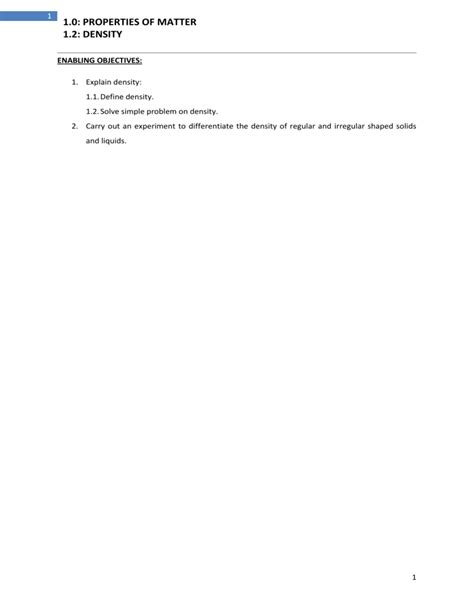 Density Properties Of Matter