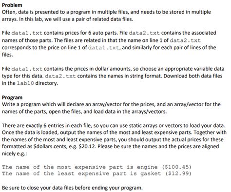 solved problem often data is presented to a program in