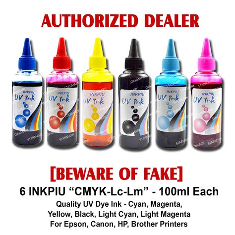 6 Bottles Inkpiu Uv Dye Ink Inks 100ml Each Cmyk Lc Lm Universal Inks For Epson Canon Hp