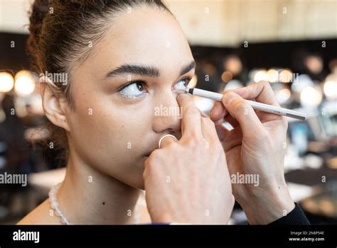 New York Usa 11th Feb 2023 Model Prepares Backstage For Son Jung Wan Show During New York
