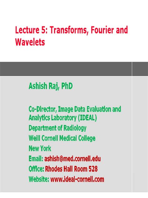 Lecture 5 Transforms Fourier And Wavelets Pdf Wavelet Basis