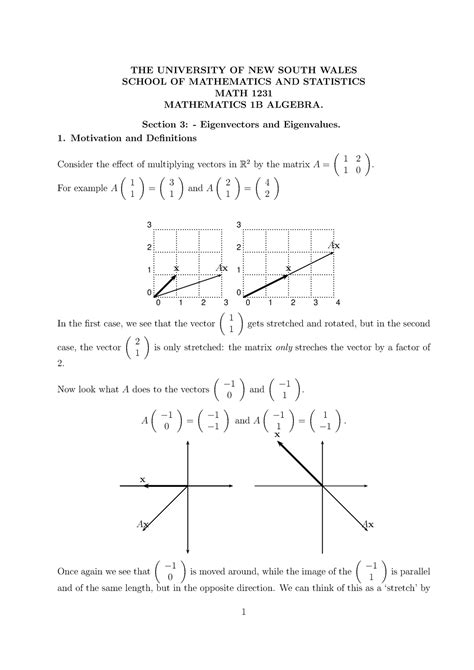 Section 3 Eigenvectors And Eigenvalues The University Of New South